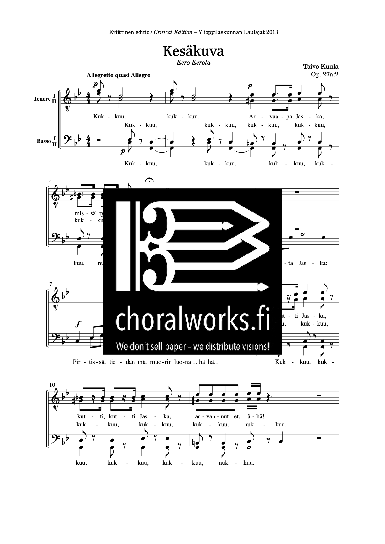 Kuula, Toivo: Kesäkuva - choralworks.fi