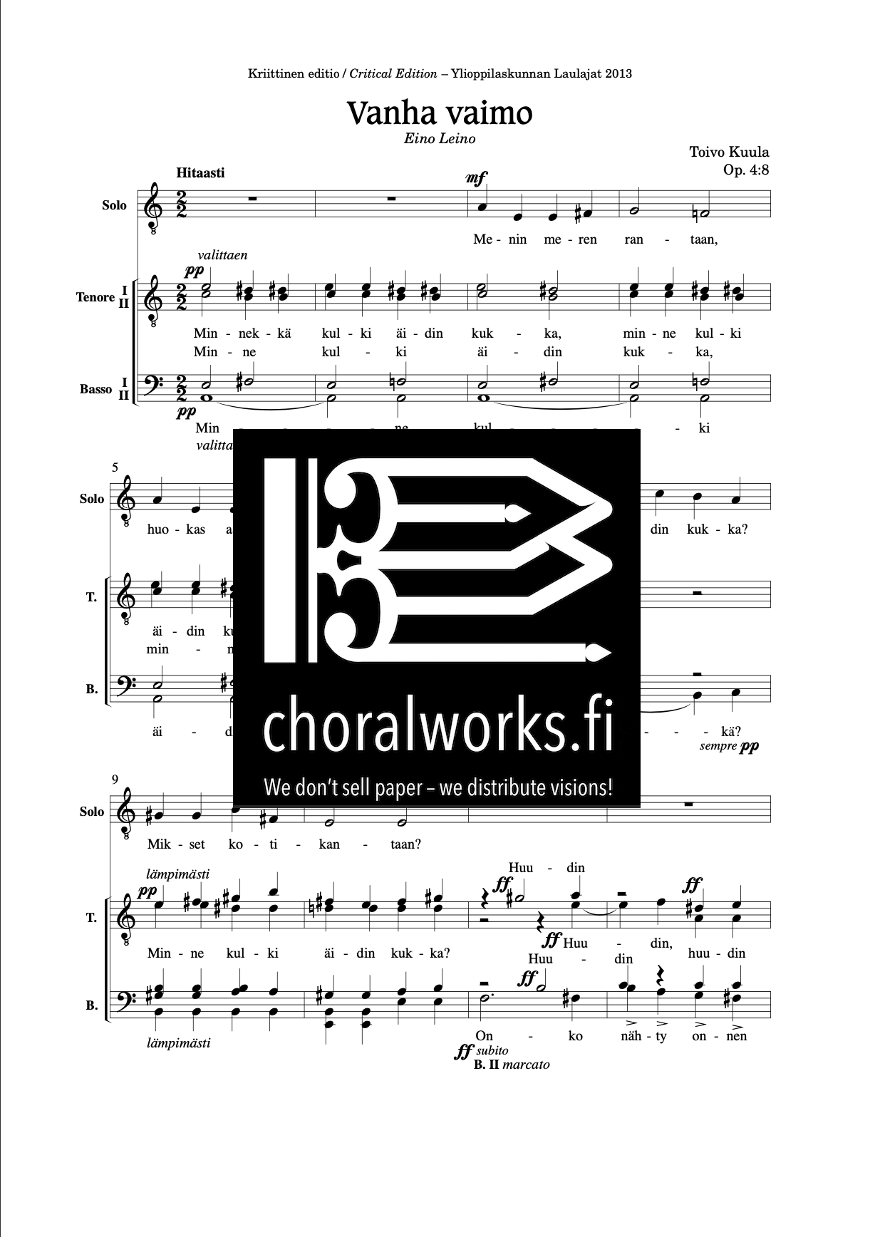 Kuula, Toivo: Vanha vaimo - choralworks.fi