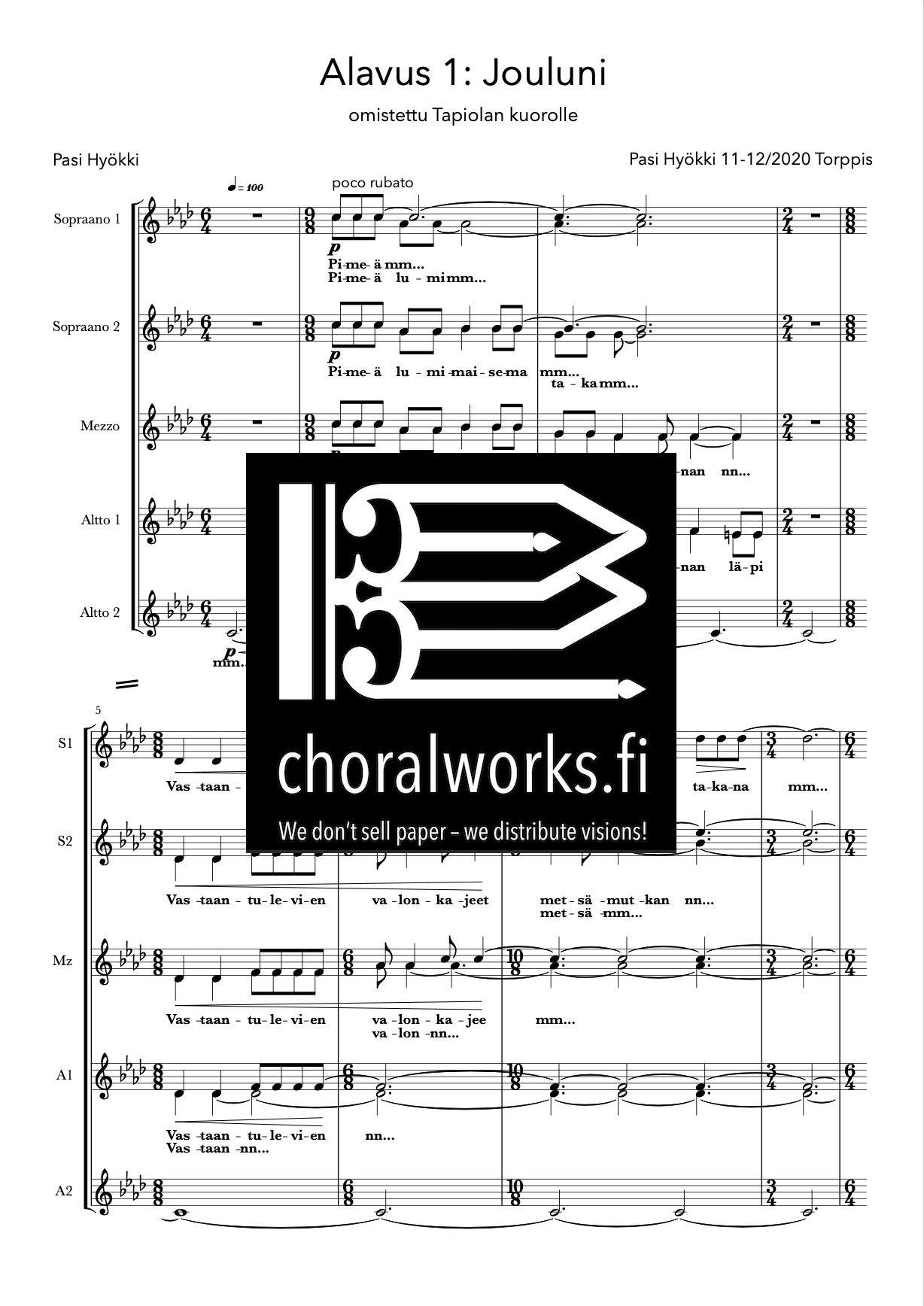 Hyökki, Pasi: Alavus 1: Jouluni - choralworks.fi
