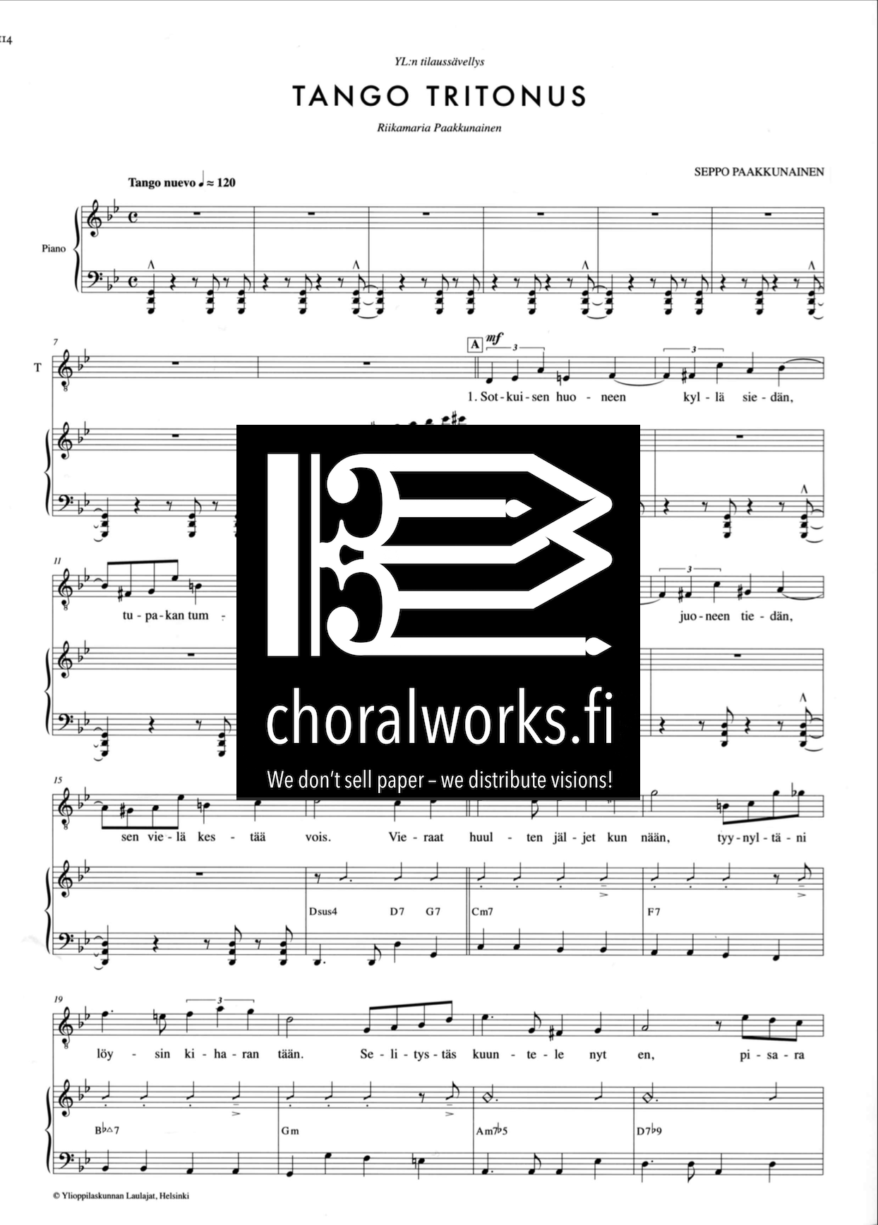 Paakkunainen, Seppo: Tango tritonus - choralworks.fi
