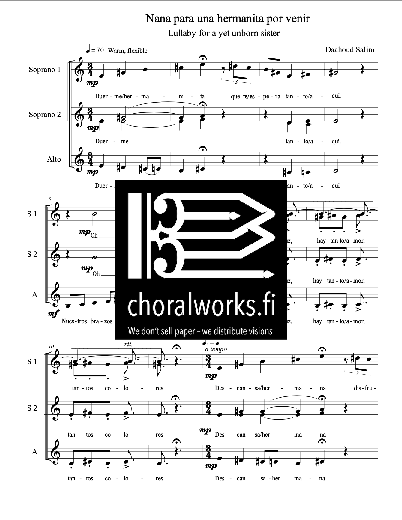 Daahoud Salim: Nana para una hermanita por venir - choralworks.fi