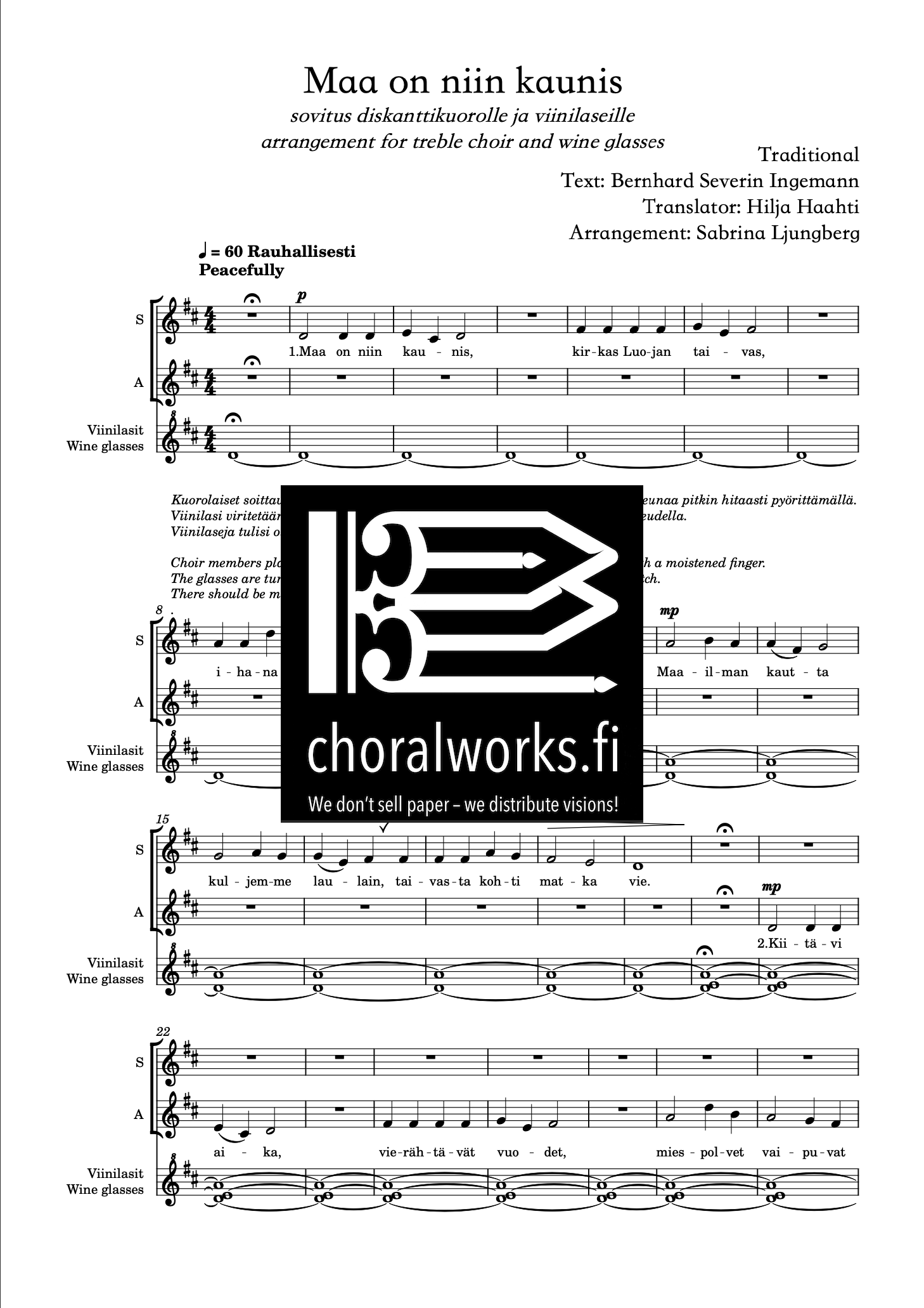 Ljungberg, Sabrina: Maa on niin kaunis - choralworks.fi